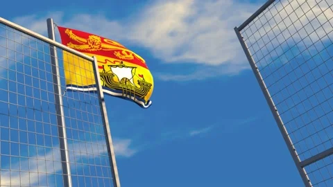 Animated New Brunswick flag waving behin... | Stock Video | Pond5