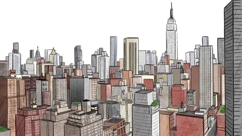 Animated New York City Skyline, Handdraw... | Stock Video | Pond5