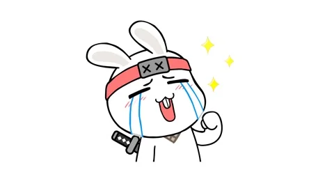 Animated Ninja Rabbit Crying Tears of Jo... | Stock Video | Pond5