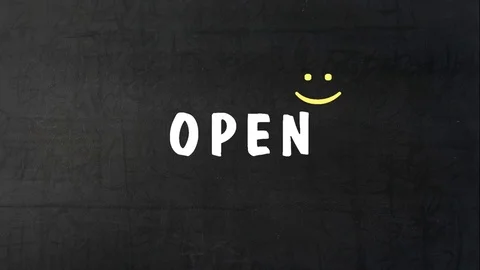 Animated OPEN and smiley face emoticon o... | Stock Video | Pond5