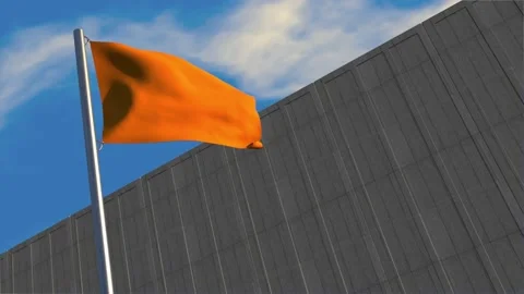 Animated Orange flag waving with a wall ... | Stock Video | Pond5