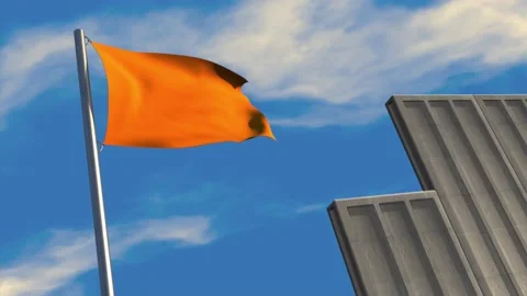 Animated Orange flag waving with a wall ... | Stock Video | Pond5