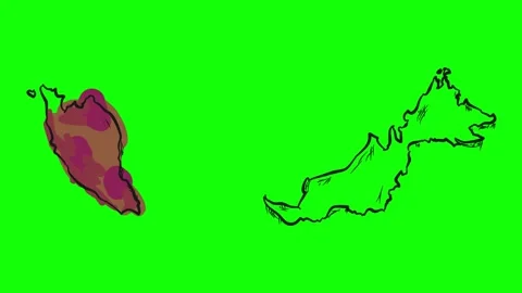Animated Outline and Drawing Map of Mala... | Stock Video | Pond5