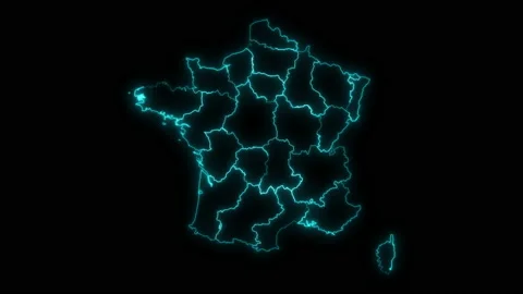 Animated Outline Map of France with Regi... | Stock Video | Pond5