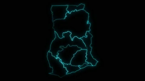 Animated Outline Map of Ghana with Regio... | Stock Video | Pond5