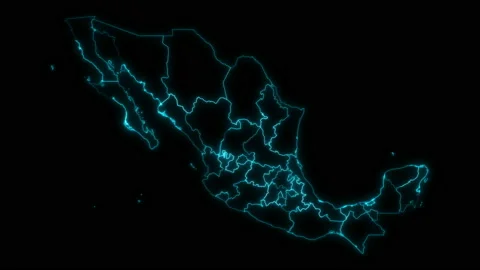 Animated Outline Map of Mexico with Stat... | Stock Video | Pond5
