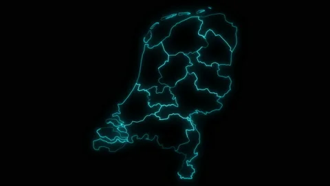 Animated Outline Map of Netherlands with... | Stock Video | Pond5