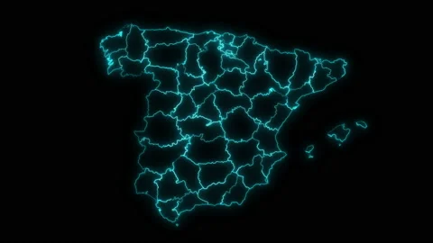 Animated Outline Map of Spain with Provi... | Stock Video | Pond5