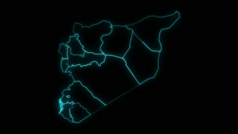 Animated Outline Map of Syria with Gover... | Stock Video | Pond5