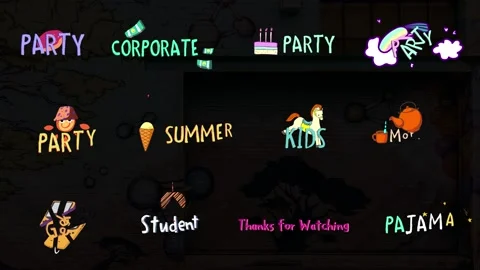 Animated Party Titles for After Effects ~ After Effects #195630470