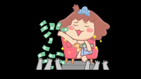 Animated Pastel Girl Throwing Money - Tr... | Stock Video | Pond5