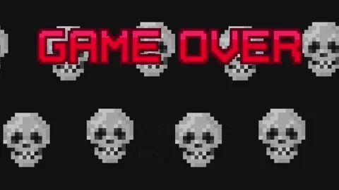 Animated pixel art Game Over screen with... | Stock Video | Pond5