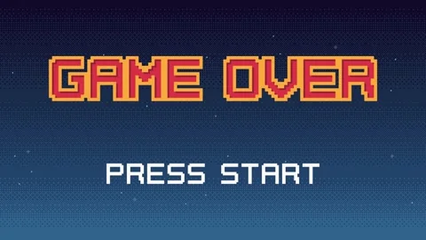 Animated pixel art Game Over screen with... | Stock Video | Pond5