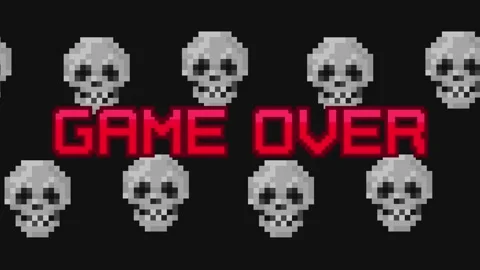 Animated pixel art Game Over screen with... | Stock Video | Pond5
