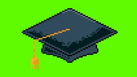 Animated pixel art of graduation cap for... | Stock Video | Pond5