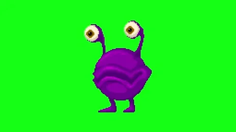 Animated pixel art purple alien monster ... | Stock Video | Pond5
