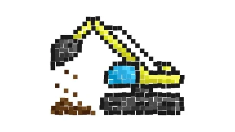 Animated Pixel icon. Heavy excavator mac... | Stock Video | Pond5