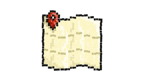 Animated Pixel icon. Map with checkpoint... | Stock Video | Pond5