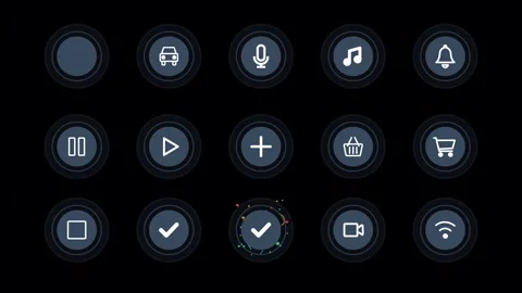 Animated pulsing circle icons pack for s... | Stock Video | Pond5