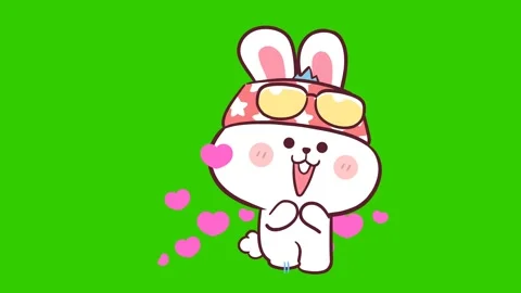 Animated Rabbit Dancing with Floating He... | Stock Video | Pond5