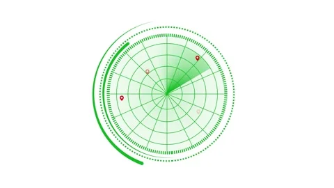Animated radar screen with green lines i... | Stock Video | Pond5
