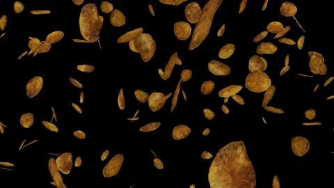 Animated rain of slices of potato chips ... | Stock Video | Pond5