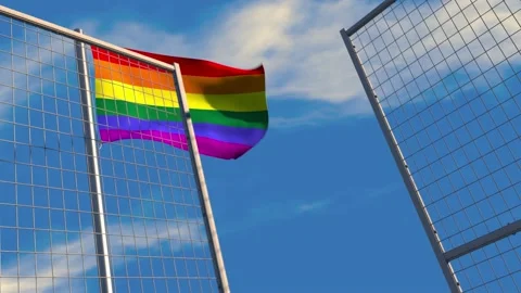 Animated Rainbow flag waving behind clos... | Stock Video | Pond5