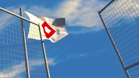 Animated Red Crystal flag waving behind ... | Stock Video | Pond5