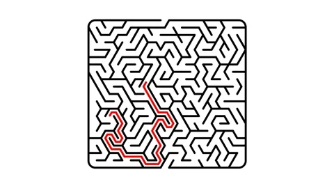 Animated red line moves through square m... | Stock Video | Pond5