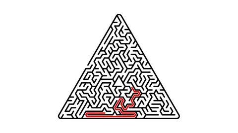 Animated red line moves through triangul... | Stock Video | Pond5