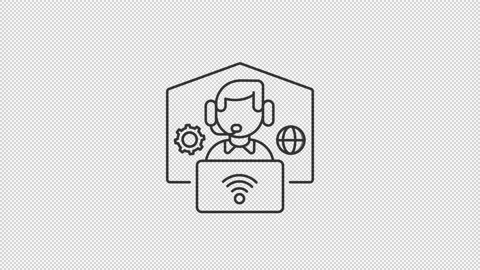 Animated remote work linear icon | Stock Video | Pond5