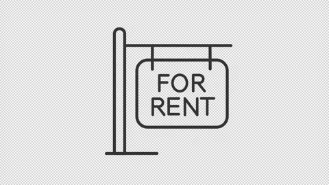 Animated for rent sign linear icon | Stock Video | Pond5