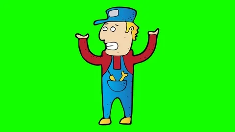 animated repair man character . green sc... | Stock Video | Pond5