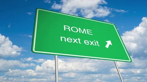 Animated road sign (Rome), with a time l... | Stock Video | Pond5