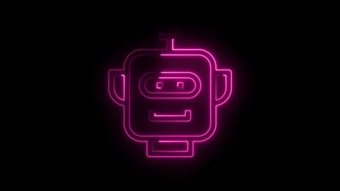 Animated robot face outline with neon pi... | Stock Video | Pond5