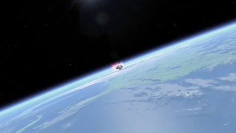 An animated rocket launches a satellite ... | Stock Video | Pond5