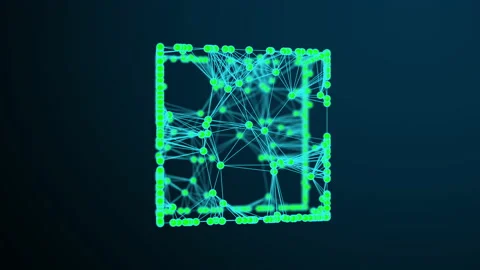 Animated Rotating Particle and Line Cube | Stock Video | Pond5