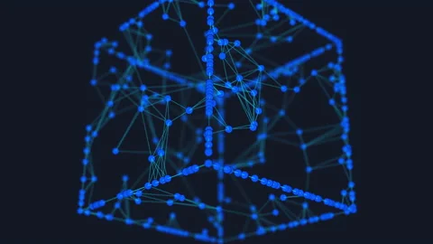 Animated Rotating Particle and Line Cube | Stock Video | Pond5