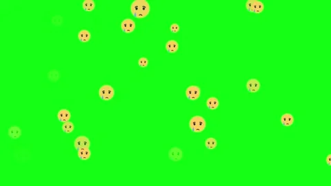 Animated sad emoji particles on green ba... | Stock Video | Pond5