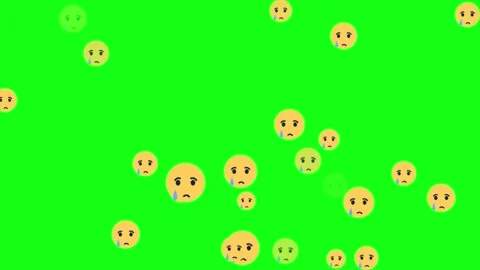 Animated sad emoji particles on green ba... | Stock Video | Pond5