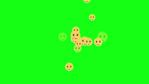 Animated sad emoji particles on green ba... | Stock Video | Pond5