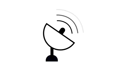 Animated satellite dish icon with signal... | Stock Video | Pond5