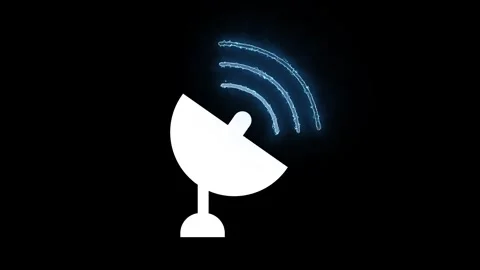 Animated satellite dish icon with signal... | Stock Video | Pond5