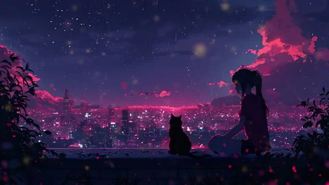 An animated scene featuring a girl and a... | Stock Video | Pond5