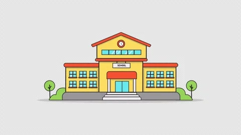Cartoon School Building Stock Footage ~ Royalty Free Stock Videos | Pond5