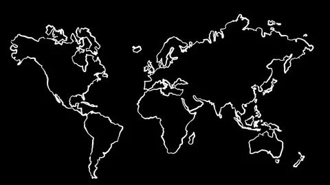 Animated self-drawing 2D world map in li... | Stock Video | Pond5