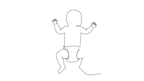 animated single line drawing of baby in ... | Stock Video | Pond5
