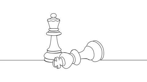 animated single line drawing of chess pi... | Stock Video | Pond5
