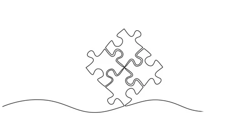 animated single line drawing of four puz... | Stock Video | Pond5
