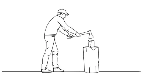 animated single line drawing of man chop... | Stock Video | Pond5